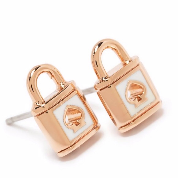 kate spade | Jewelry | New Kate Spade Lock And Spade Enamel Studs ...